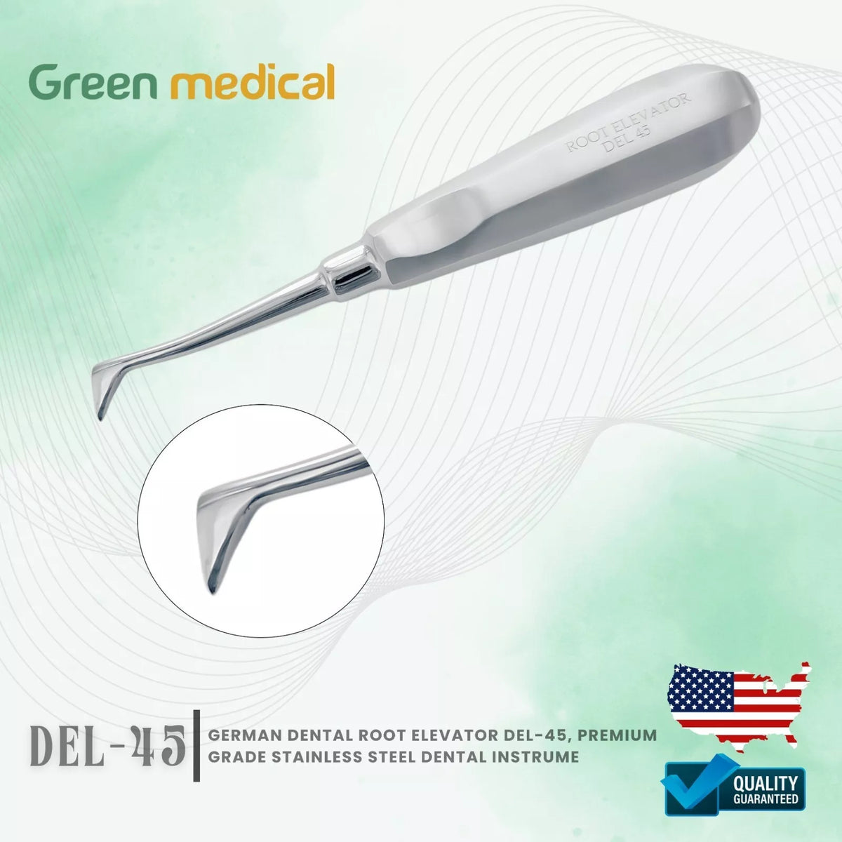 Cryer Root Elevator # 45 Right Angle Tip 6" Tooth Extraction Dental In – Green Medical Supplies Inc.