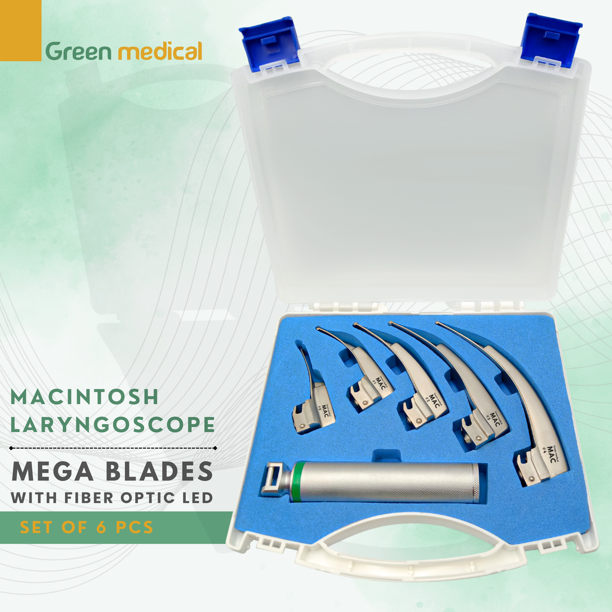 Fiberoptic Laryngoscope Mac. Mega Blades EMT Anesthesia Intubation Ger ...