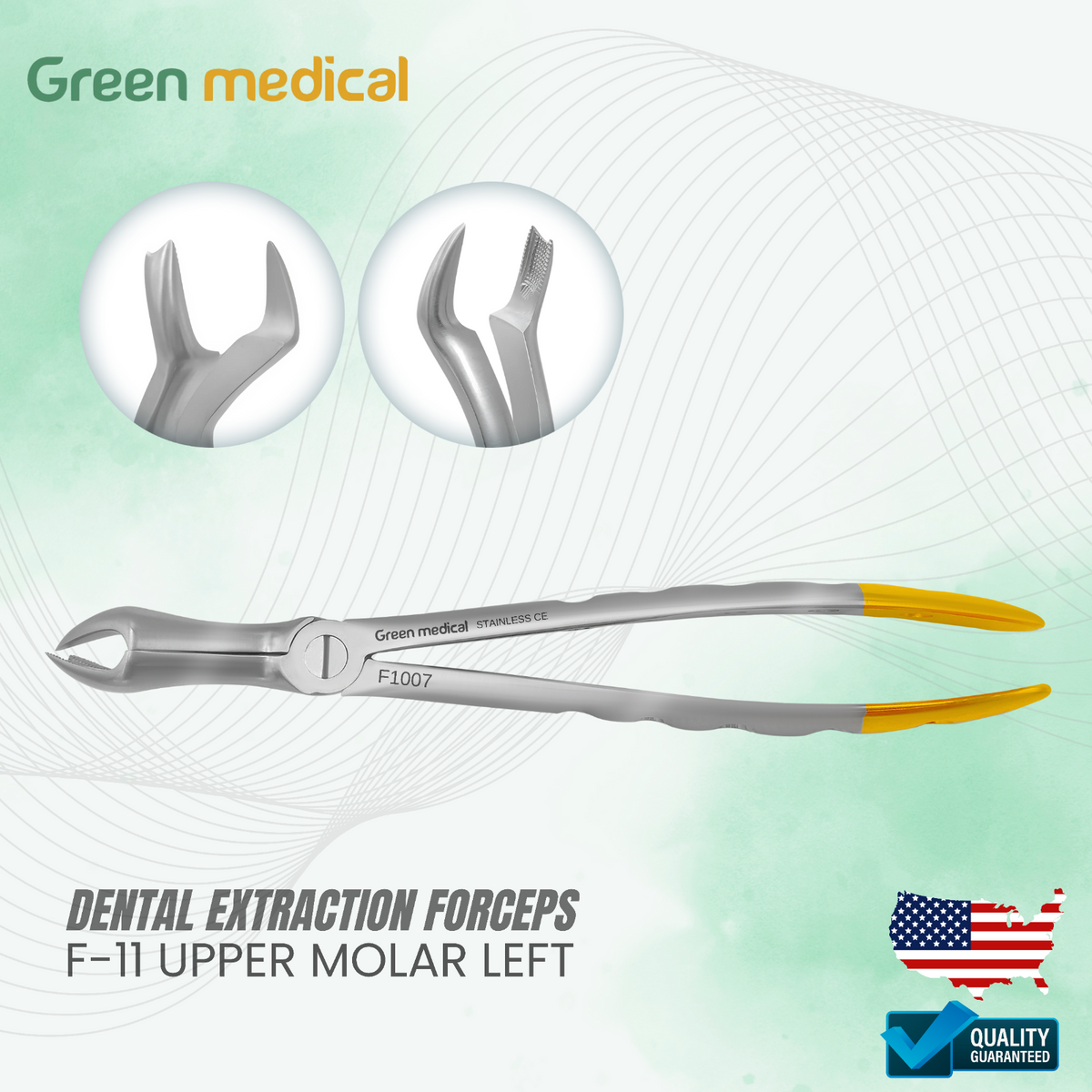 DENTAL EXTRACTION FORCEPS F-11 UPPER MOLAR LEFT – Green Medical ...