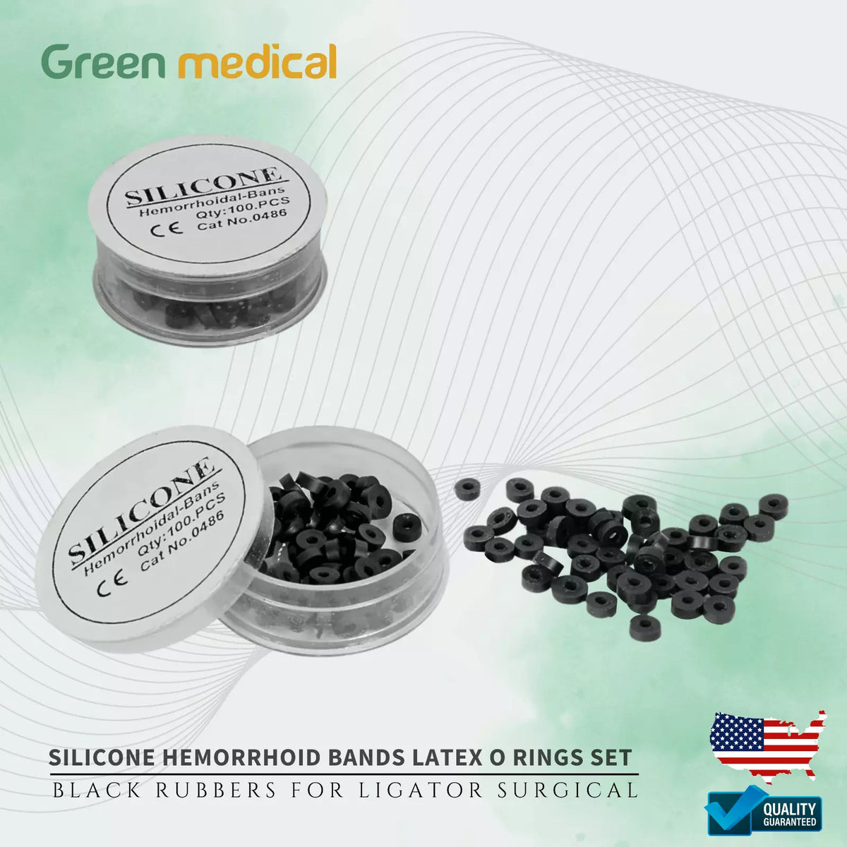 Silicone Hemorrhoid Bands Latex O Rings Set Black Rubbers For Ligator ...