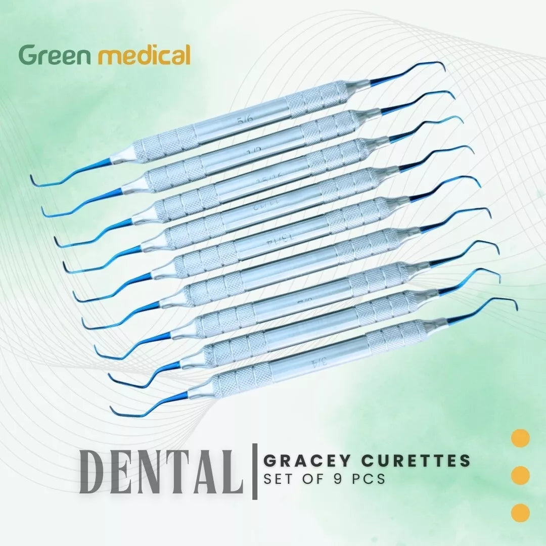 9 Dental Periodontal Gracey Curettes Surgical Blue Titanium Premium Qu ...