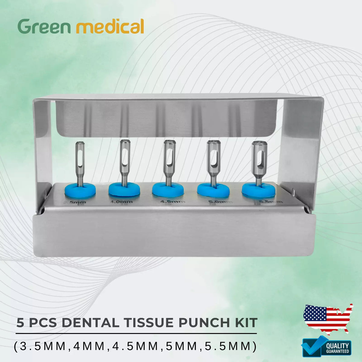 5 Pcs Dental Implant Tissue Punch Kit set Surgical Surgery With Box Ho ...