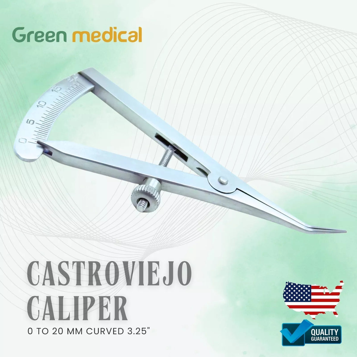 Angled Castroviejo Caliper 0 TO 20 MM 3.5" (8.5cm) Surgical Dental Ins ...