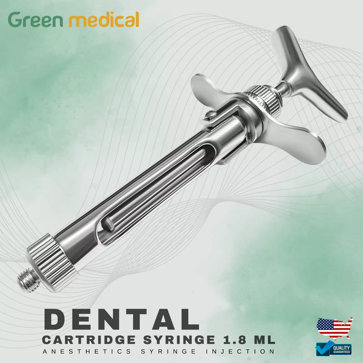 Dental Cartridge Syringe 1.8 ml Anesthetic Syringe Injection – Green ...