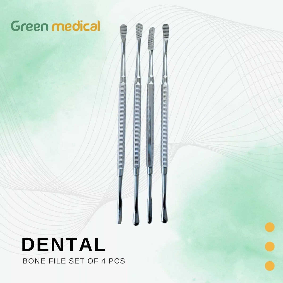 Bone File Set of 4 Soft Tissue Dental Filer Surgery Implant Surgical I ...