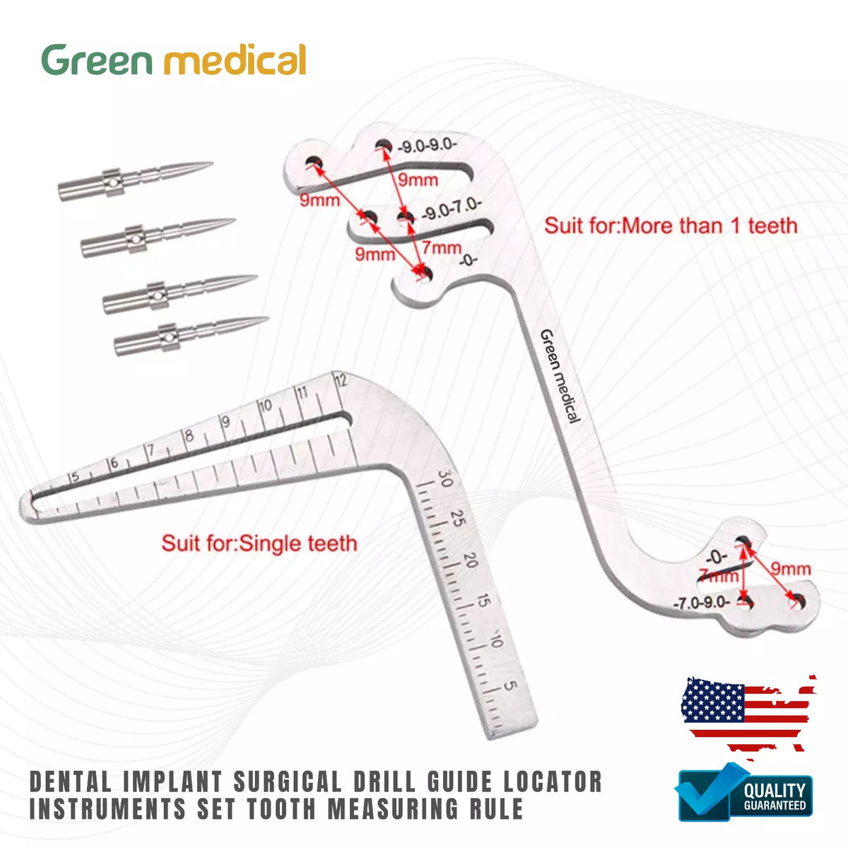 Set of 5 Dental Implant Gauge Surgical Drilling Guide Locator Parallel ...