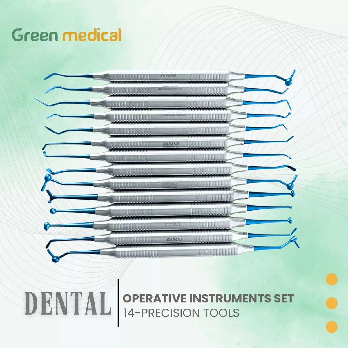 Dental Implant Bone Graft Operative instruments set of 14pcs – Green ...