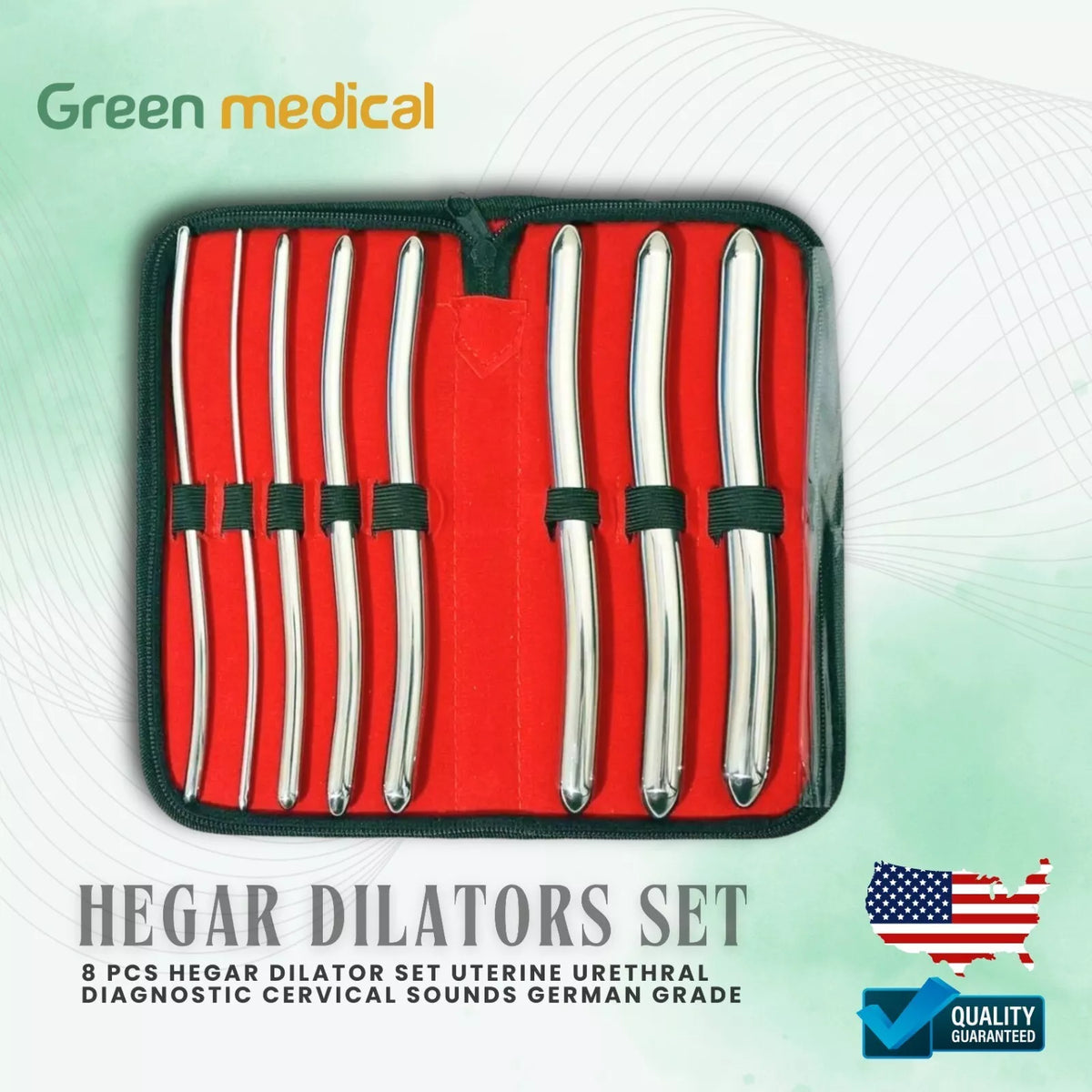 8 Pcs Hegar Dilator Set Uterine Urethral Diagnostic Cervical Sounds Ge ...