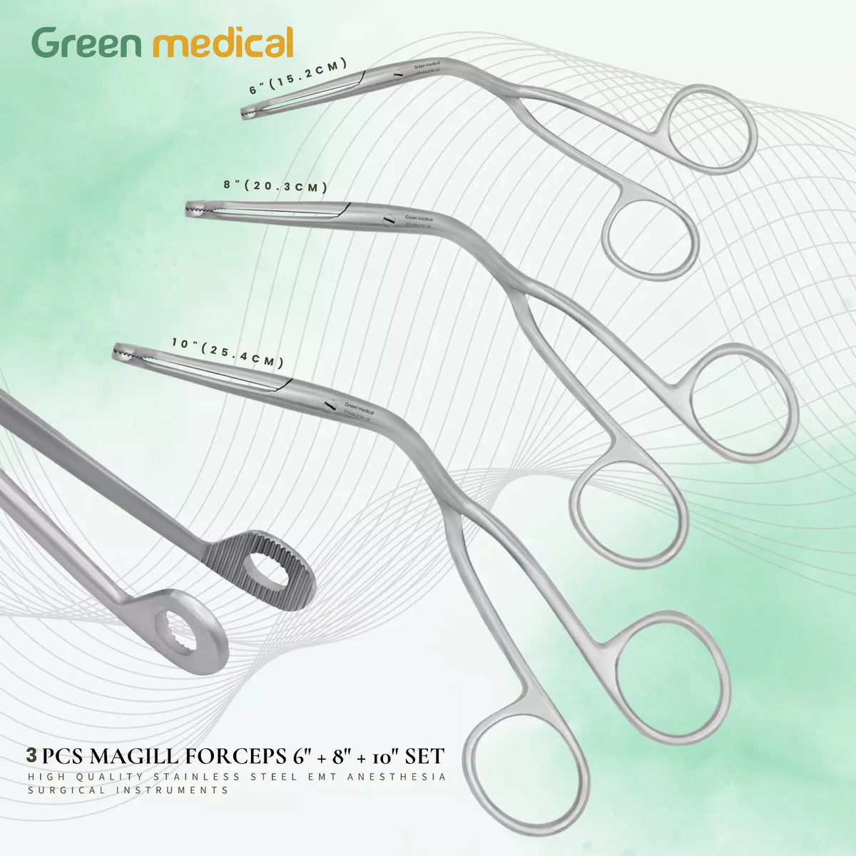 3 Pcs Magill Forceps 6" + 8" + 10" Set EMT Anesthesia Surgical Instrum ...